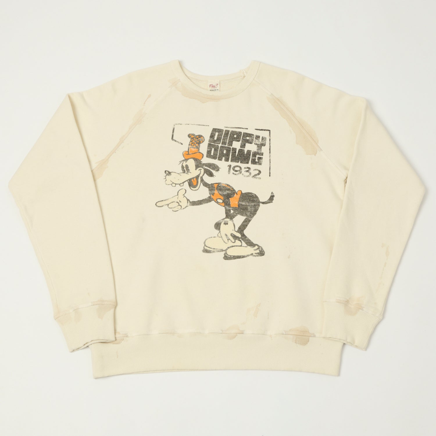 Flea-T 1950s Raglan 'Dippy Dawg' Sweatshirt - White | SON OF A STAG
