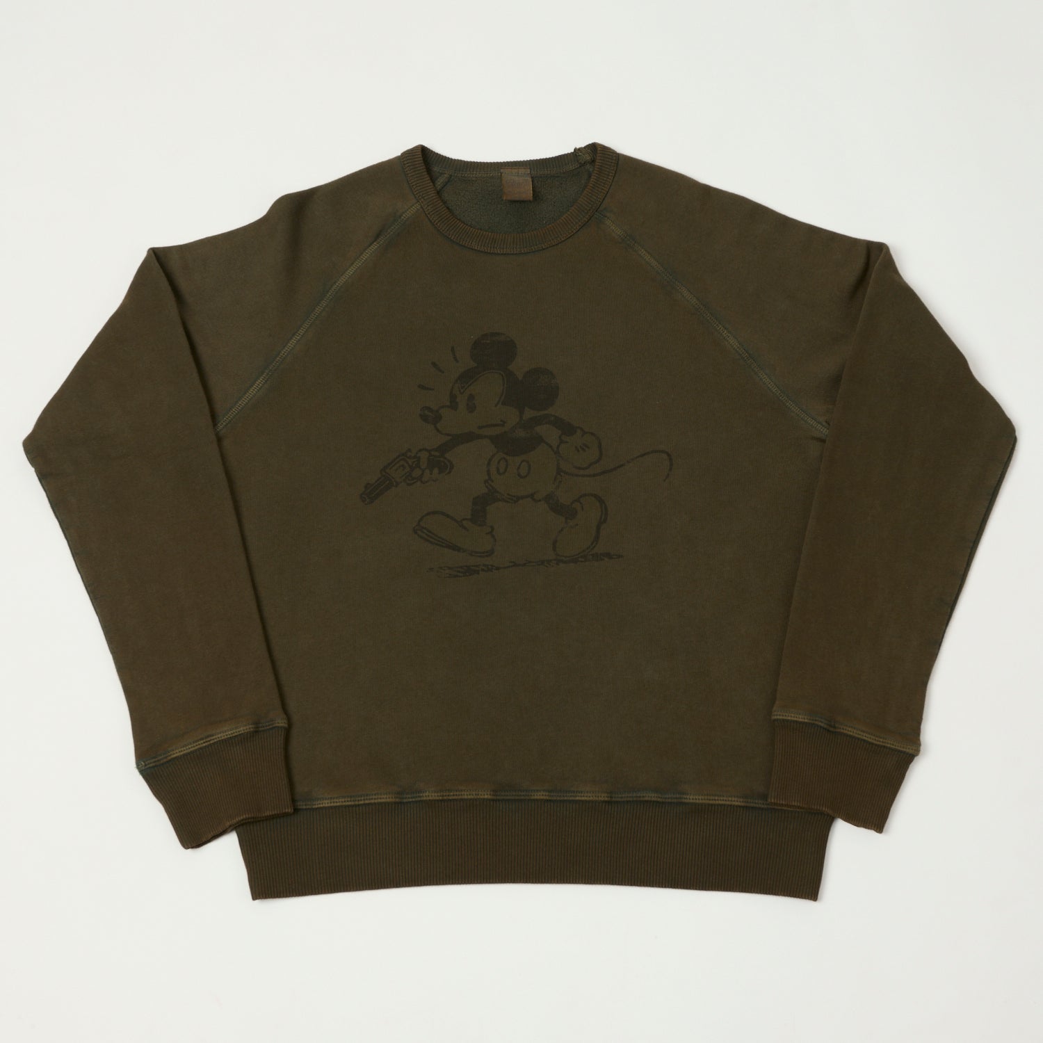 Flea-T 1950s Raglan 'Mono Rebel Mickey' Sweatshirt - Brown | SON OF A STAG