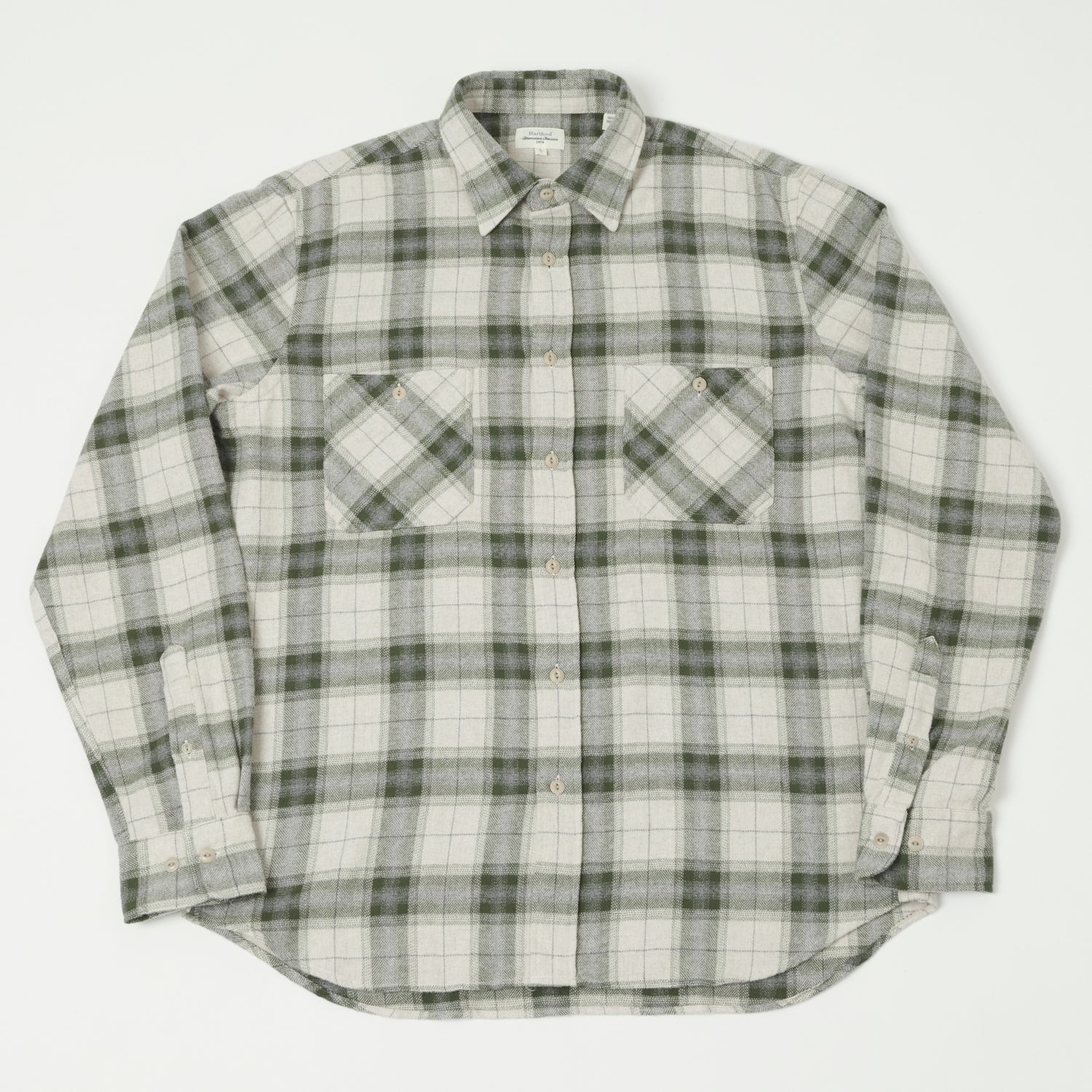 Hartford 'Pocket' Flannel Check Shirt - Green Check | SON OF A STAG