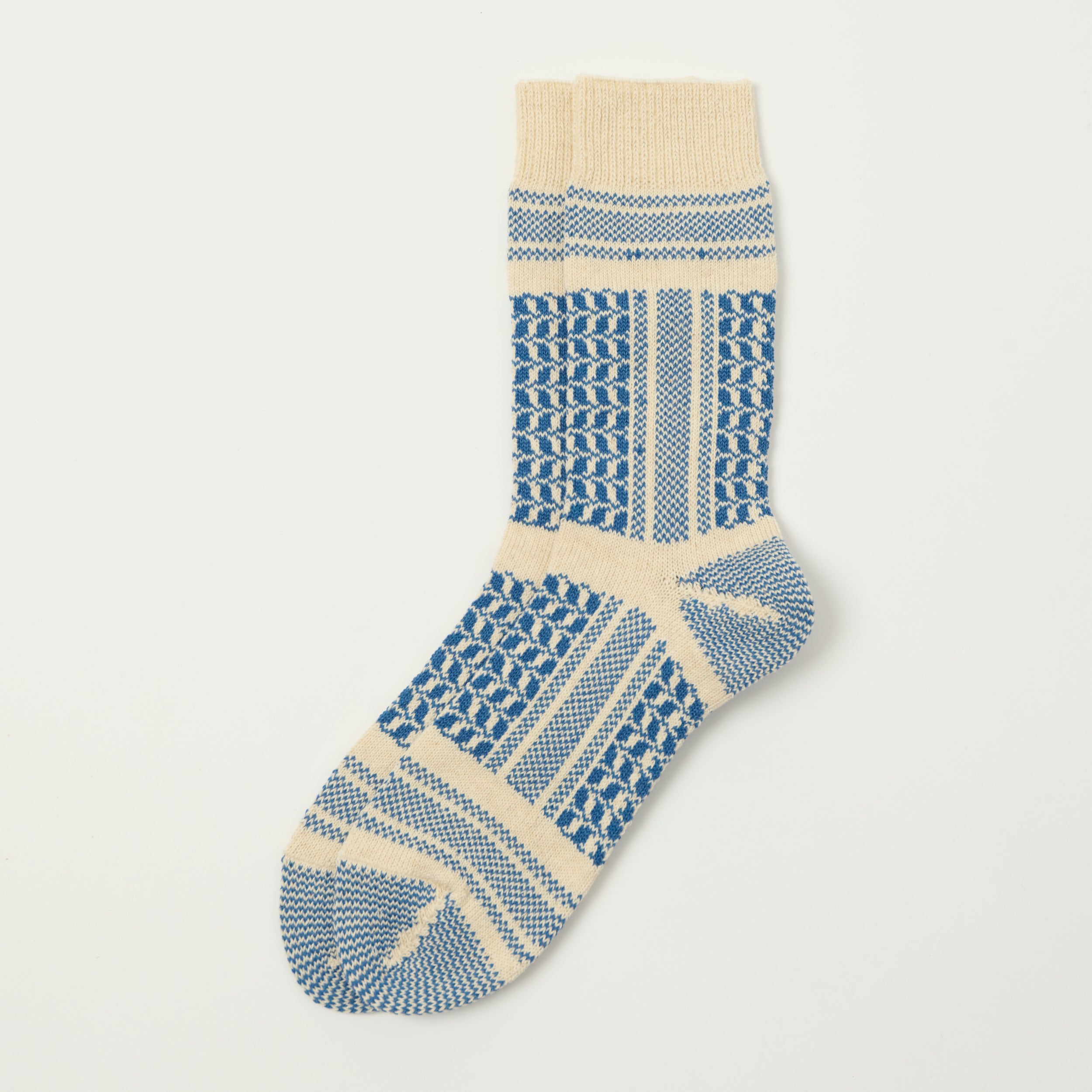 RoToTo Desert Scarf Pattern Socks - Ecru/Blue – SON OF A STAG