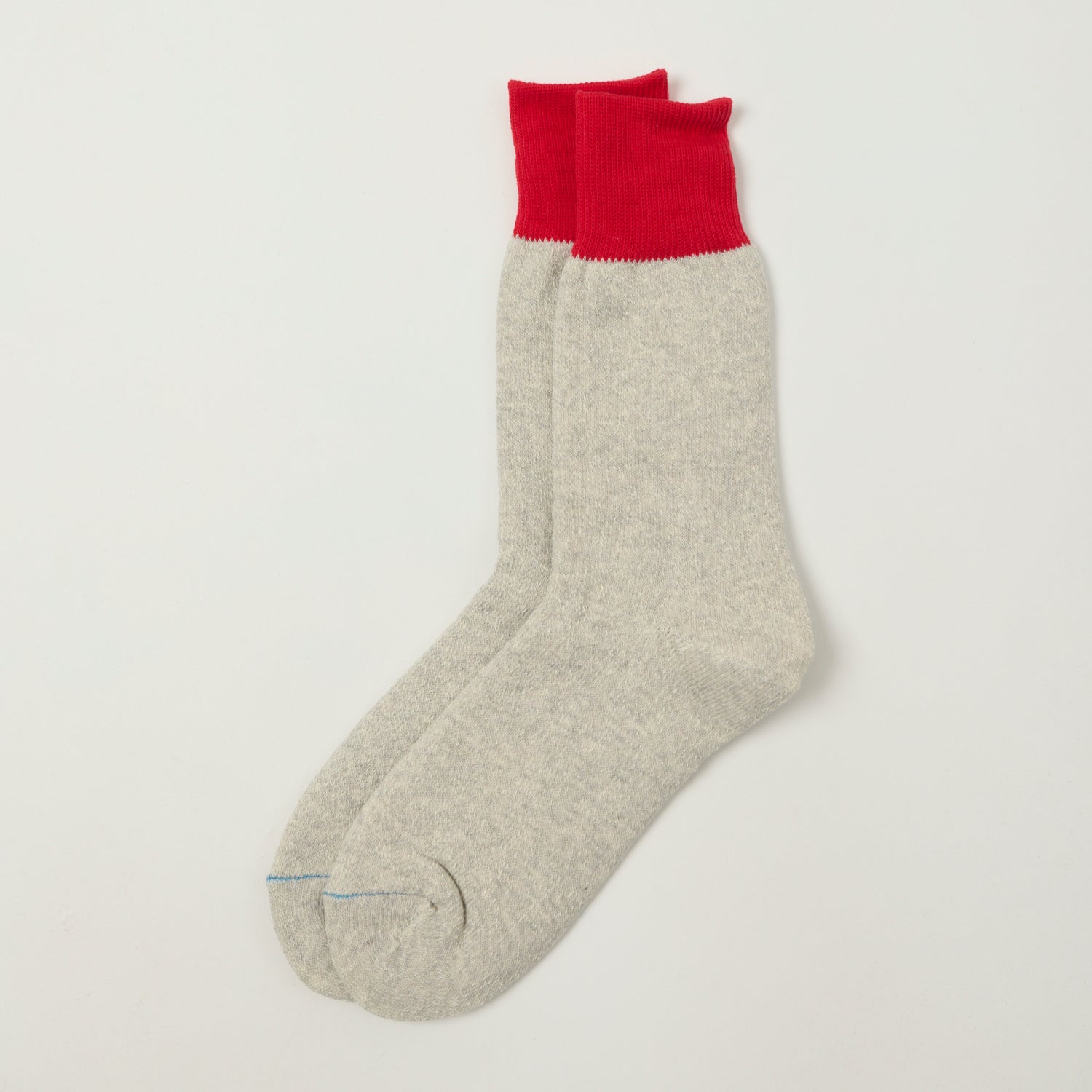 RoToTo Silk & Cotton Double Face Crew Sock - Red/Light Grey | SON OF A STAG
