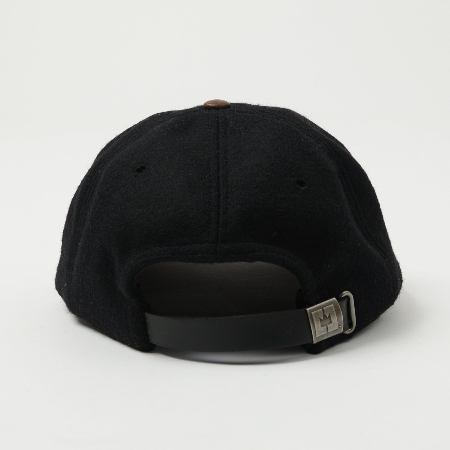 Crown Cap Melton Ball Cap - Black/Brown Leather | SON OF A STAG