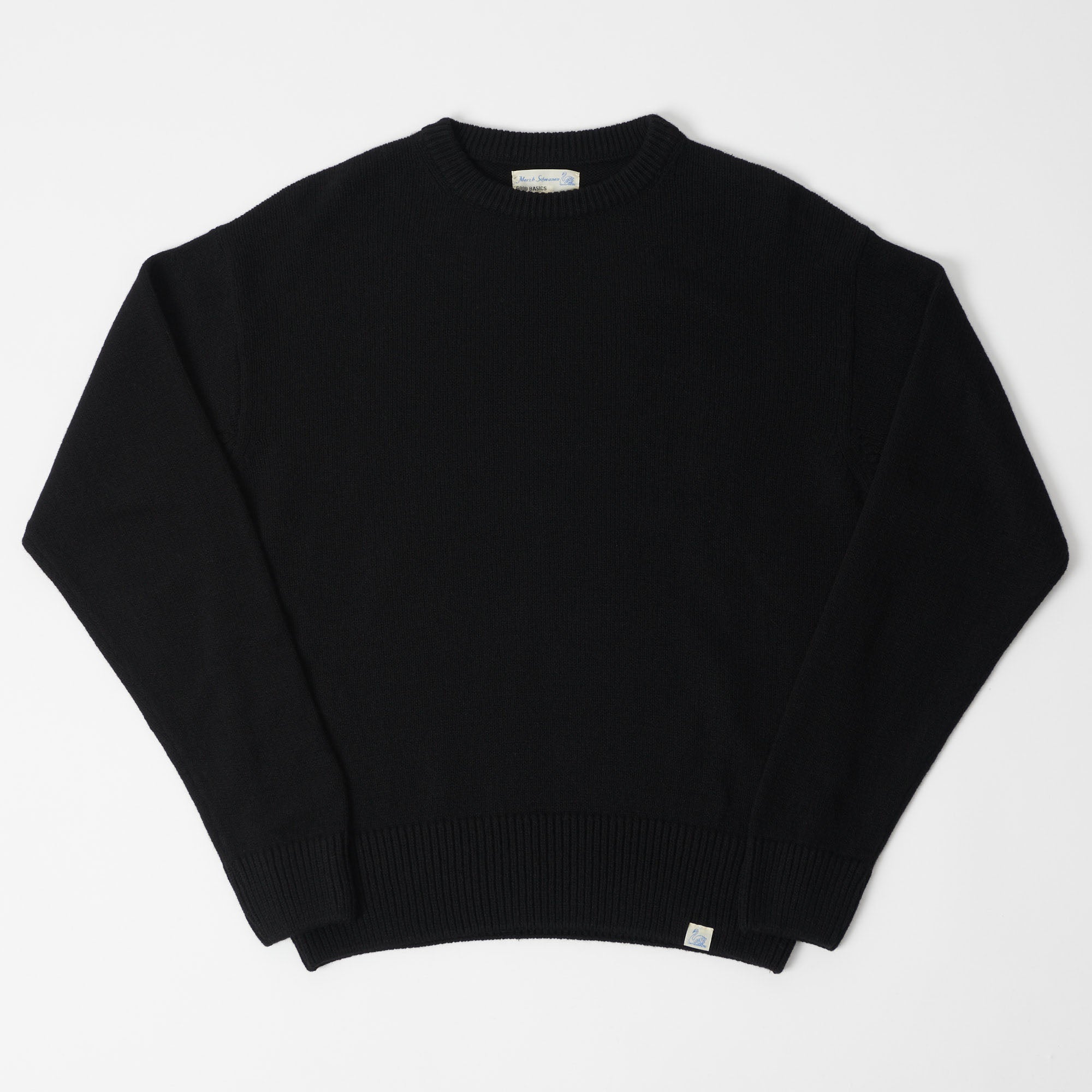 Merz b. Schwanen RCC05 Knit Crew Neck Pullover - Deep Black | SON OF A STAG