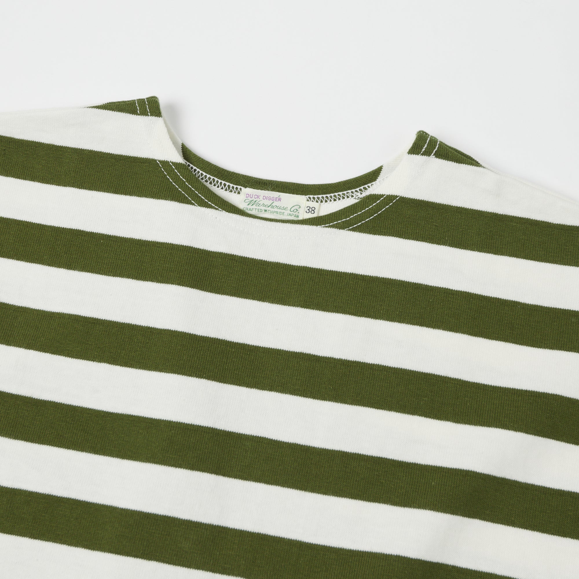Warehouse & Co 4094 S/S 1" Stripe Tee - Off White/Green | SON OF A STAG